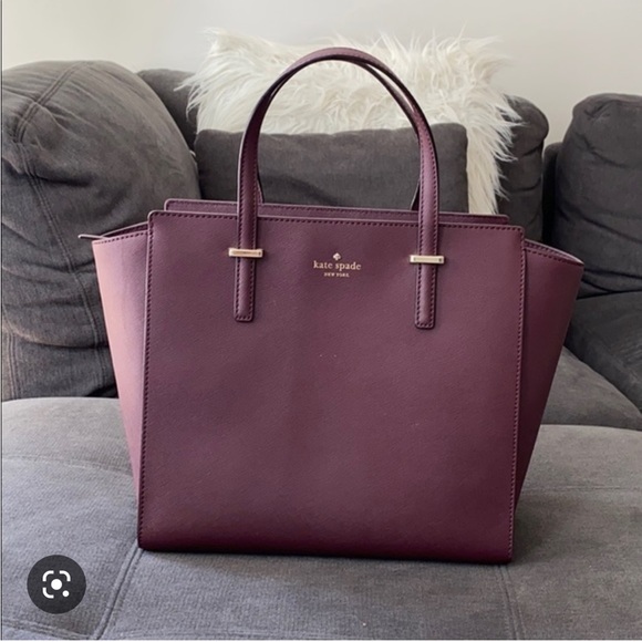 kate spade | Bags | Kate Spade Burgundymaroon Mediumlarge Tote With ...